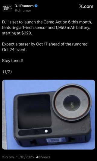 DJI is Rumored to Launch the 1-Inch Osmo Action 6 This Month - Imaging Resource